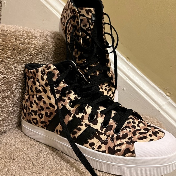 adidas | Shoes | Adidas Nizza Hightop Leopard Print Platform Sneakers ...